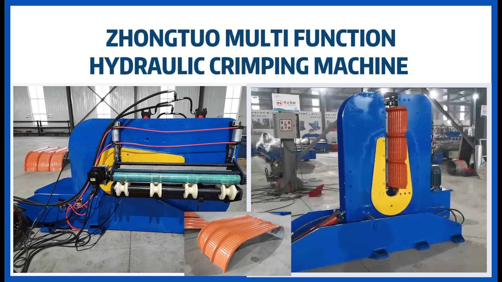 Hydraulic curving machine for metal roofing
